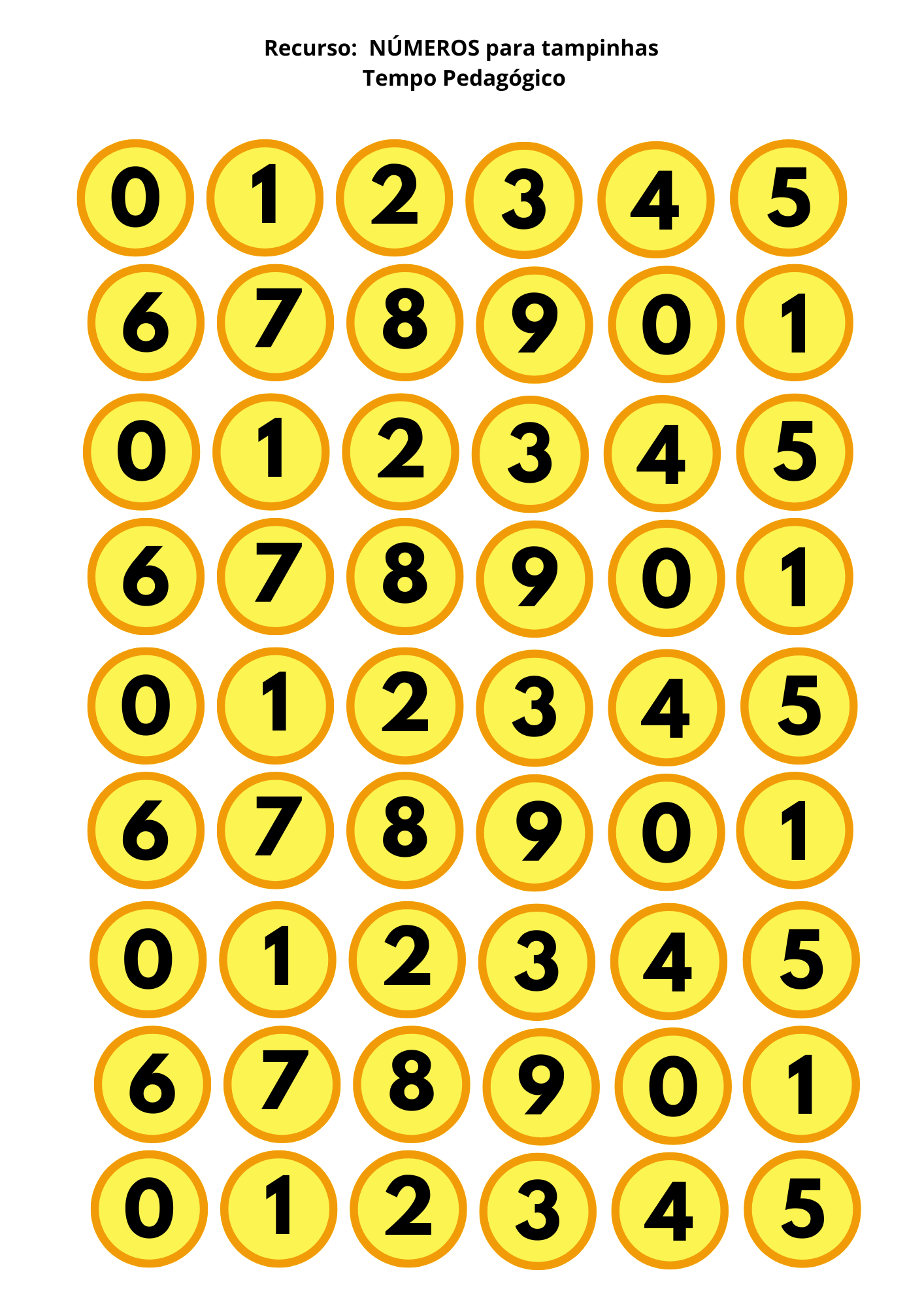 Números para Tampinhas – Tempo Pedagógico