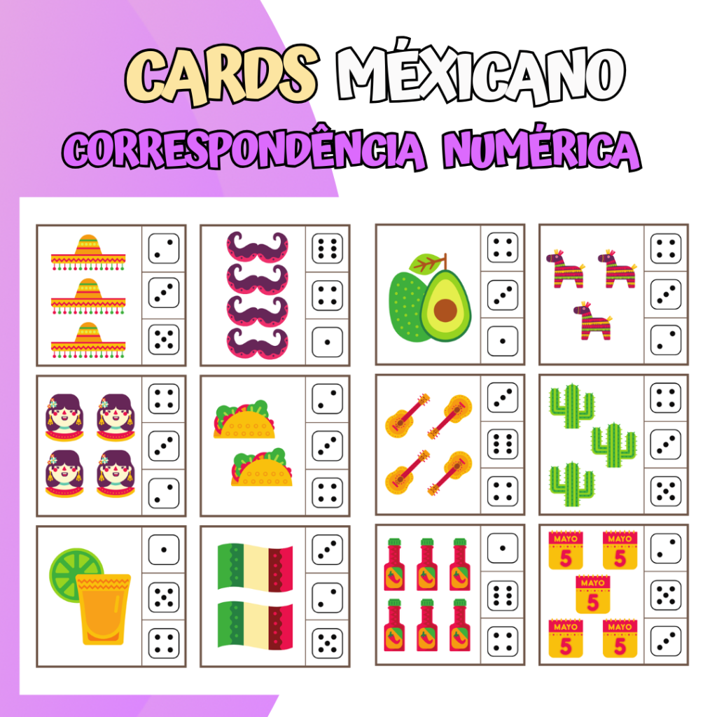 6 Cards Correspondência Numérica: Tema México – Tempo Pedagógico