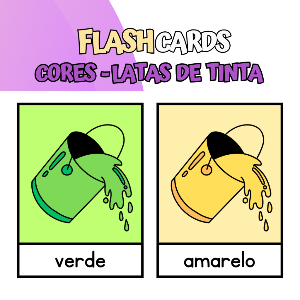 Flashcards de Cores – Latas de Tinta – Tempo Pedagógico