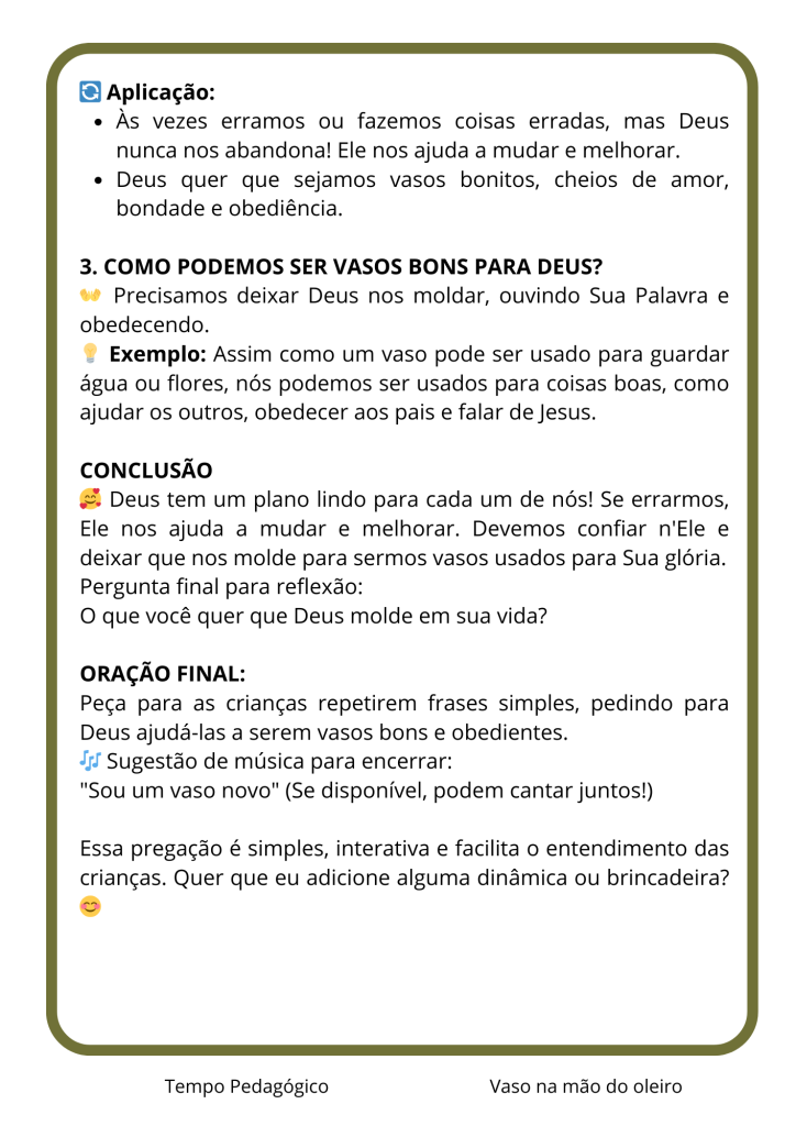 O Vaso Nas Mãos Do Oleiro Lição Infantil Baseada Em Jeremias 18