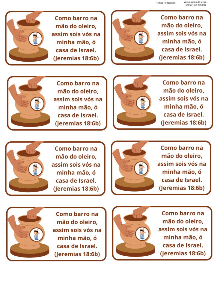O Vaso Nas Mãos Do Oleiro Lição Infantil Baseada Em Jeremias 18