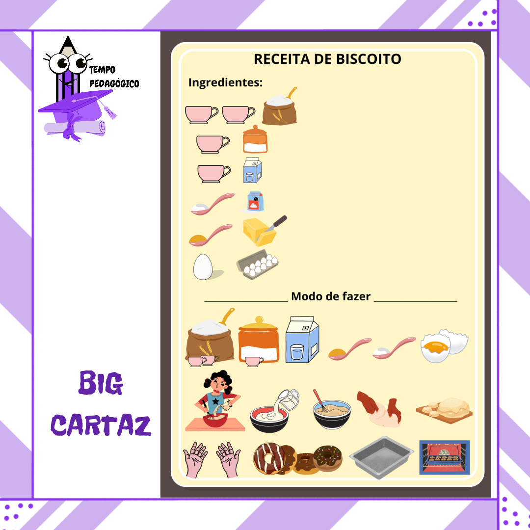 BIG Cartaz: Receita de Biscoito ILUSTRADO – Tempo Pedagógico