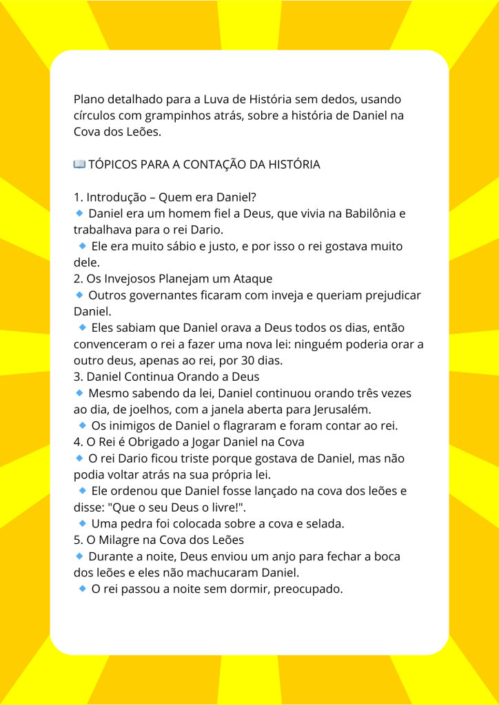 kit Luva de História – Daniel na Cova dos Leões – Tempo Pedagógico