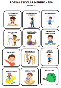ROTINA ESCOLAR – MENINO TEA – Para Crianças Autistas Nível 2 de Suporte ...
